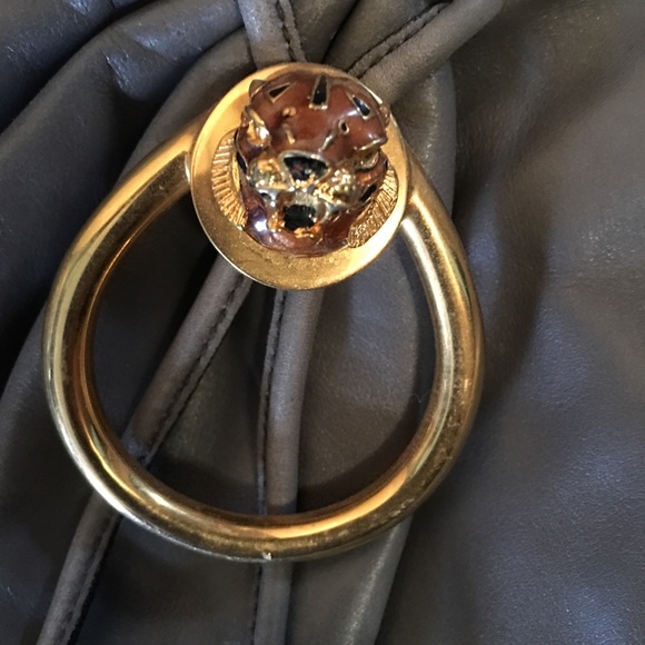 Gucci | Bags | Authentic Rare Gray Leather Gucci Bag Lion Head | Poshmark